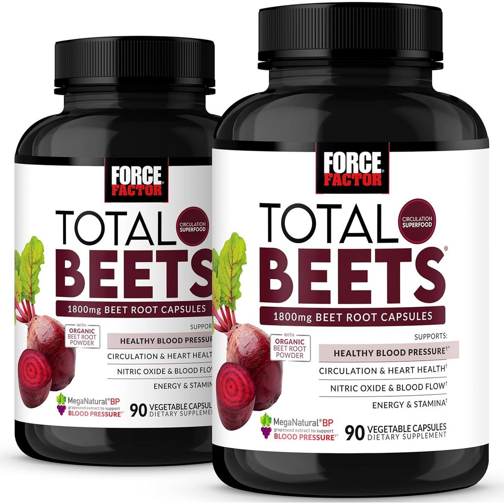 Force Factor Total Beets Blood Pressure Support Beet Root Capsules ...