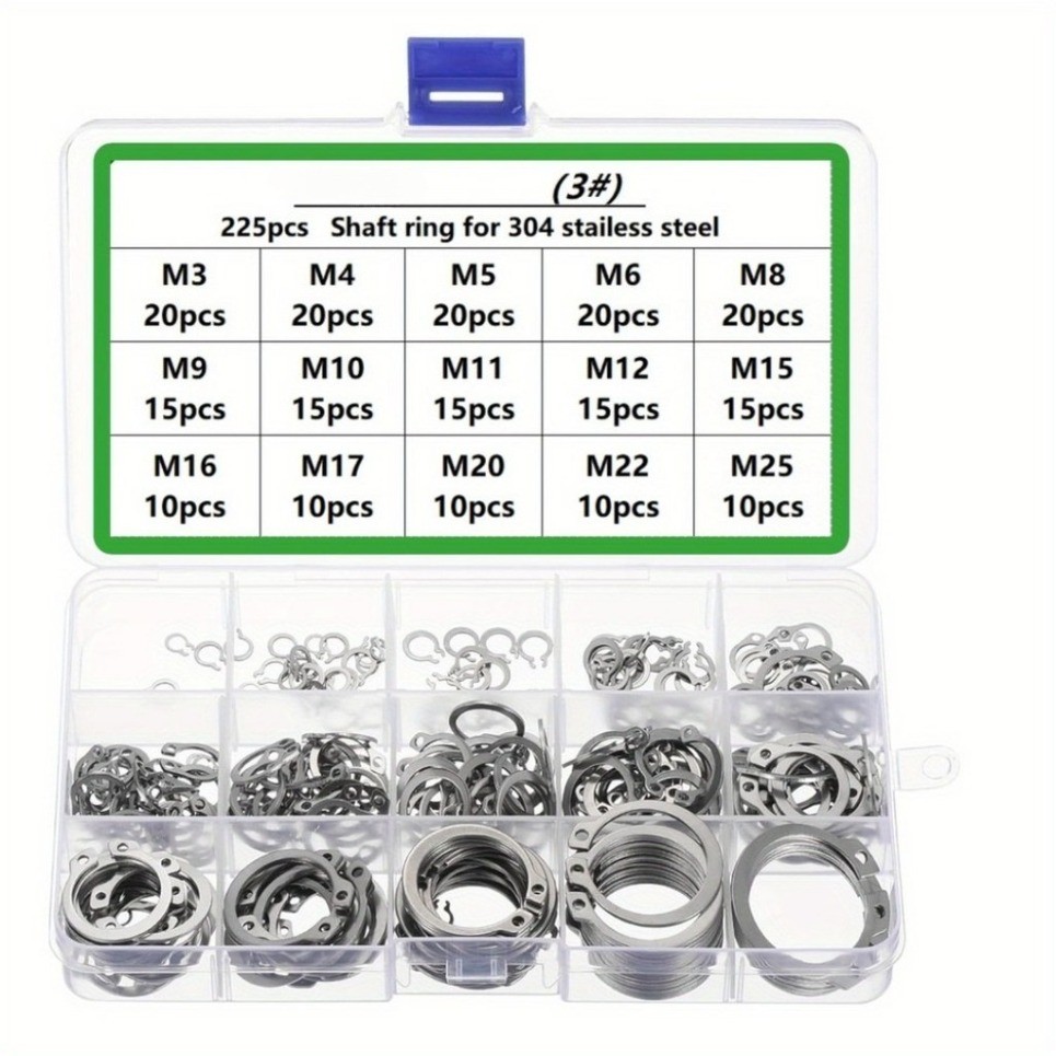 (Boxed 304 Stainless Steel Shafts with Elastic Retaining Ring, External ...