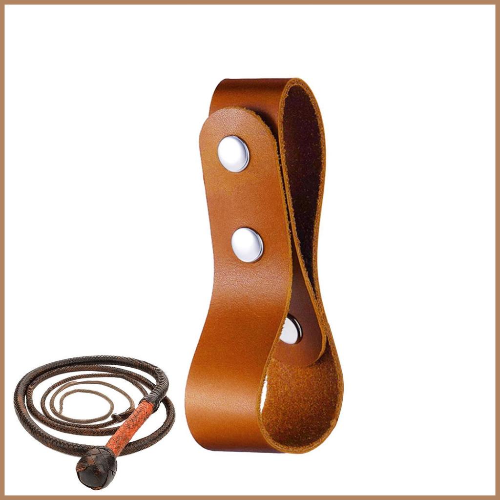 Whip Holder Metal Closure Soft PU Leather Brown Bullwhip Loop Belt ...