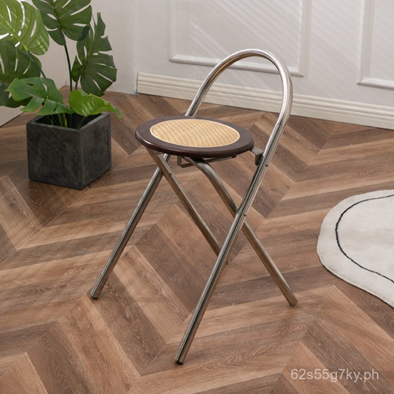 Korean Minimalist Photo Folding Chair Rattan Backrest Chair Home ...