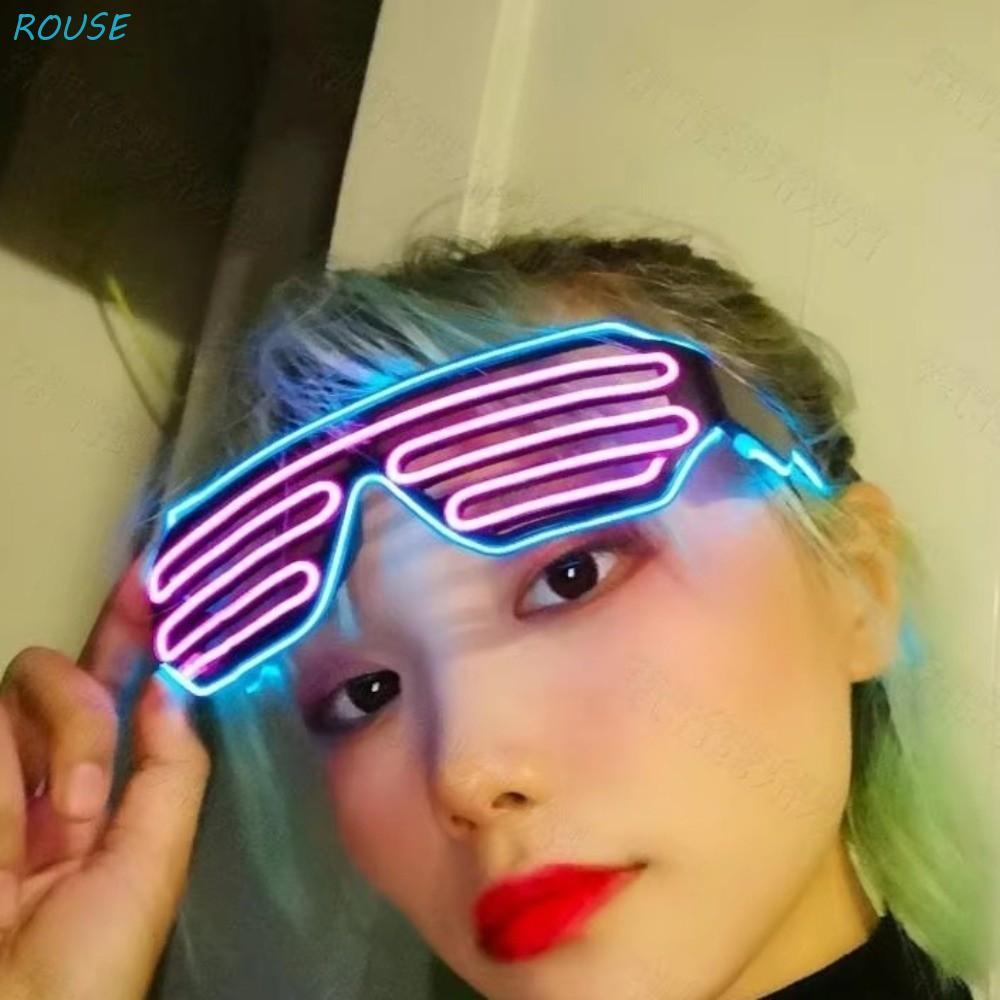 ROUSE LED Glowing Glasses, Wireless Double Colors Neon Glasses, Fashion ...