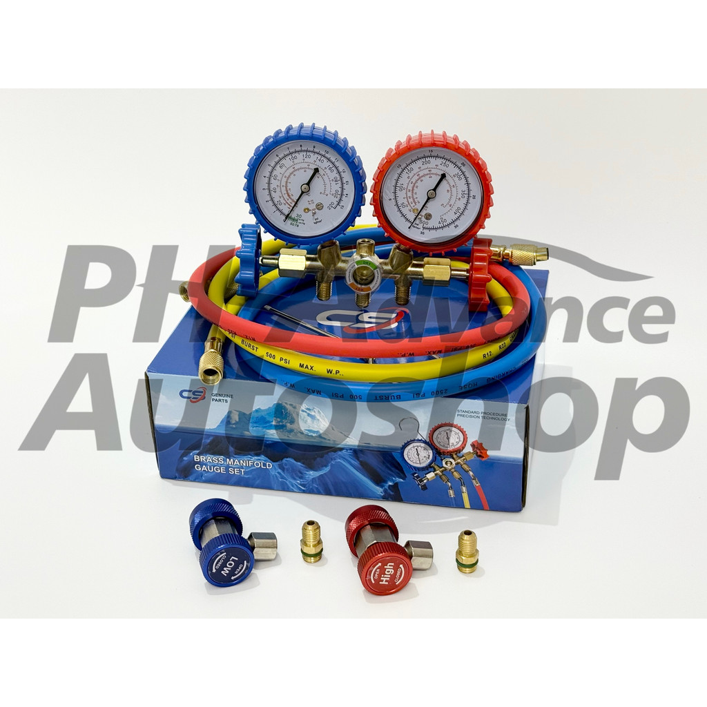 R134a Car Aircon Brass Manifold Gauge Set with Heavy Duty Quick Release ...