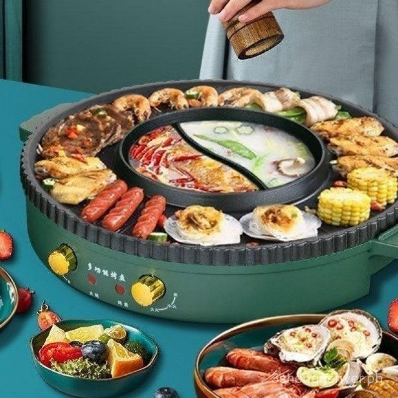 Grill and Hot Pot Combo Electric Large Electric Cooker Home Use ...