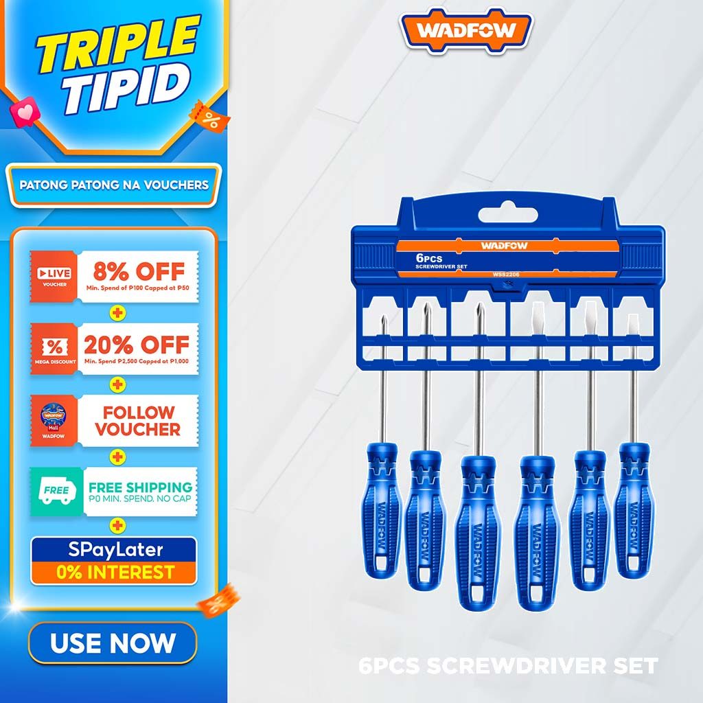 Wadfow 6Pcs Screwdriver Set 40cr Round Shank Screw Driver Set WSS2206 ...