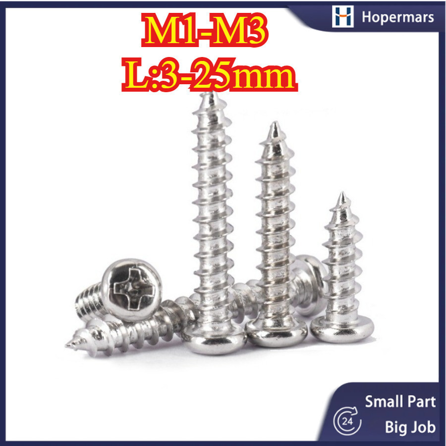 (Nickel-Plated) Phillips KB Round Head Screw | Self Tapping Wood Screw ...