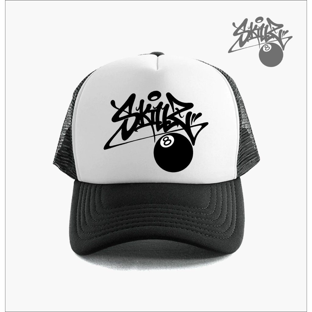 SKILLZ 8 BALL LOGO CAP Net Mesh Trend Trendy Fashion Cap Hat Snap Back ...