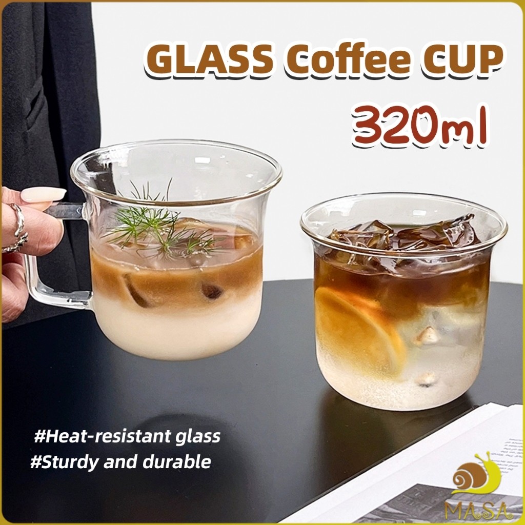 MS Transparent Glass Cup Coffee Mug Heat Resistant Cup Milk Cup Coffee ...