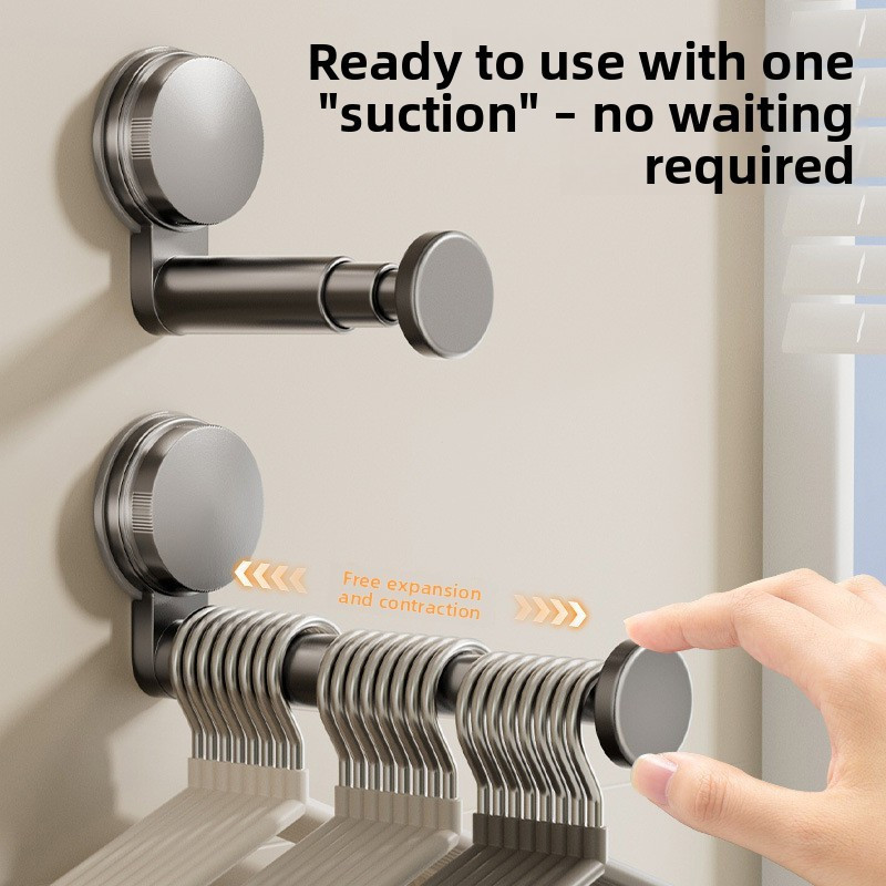Wall-Mounted Suction Hanger Rack | No-Drill Adjustable Folding Clothes ...