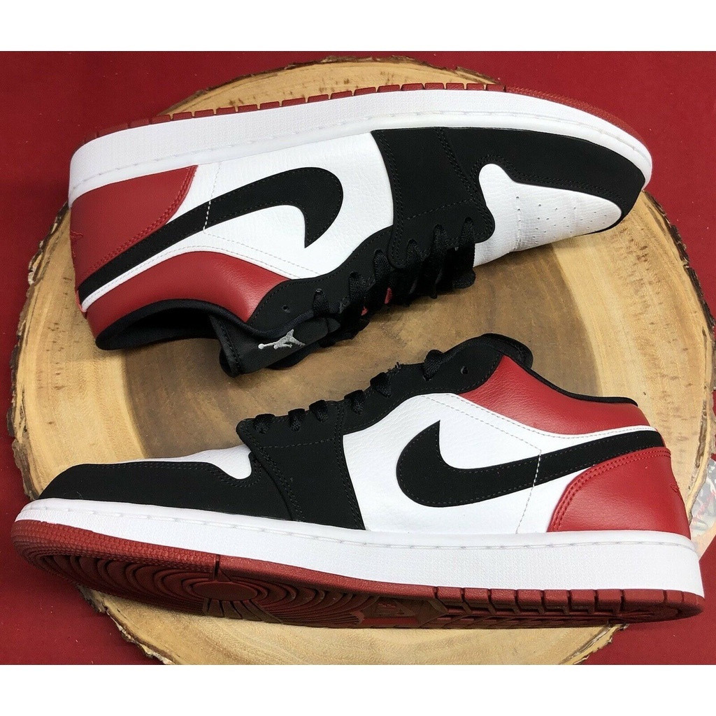 Nike Air Jordan 1 Low Black Toe/White/Gym Red AJ1 Basketball shoes ...