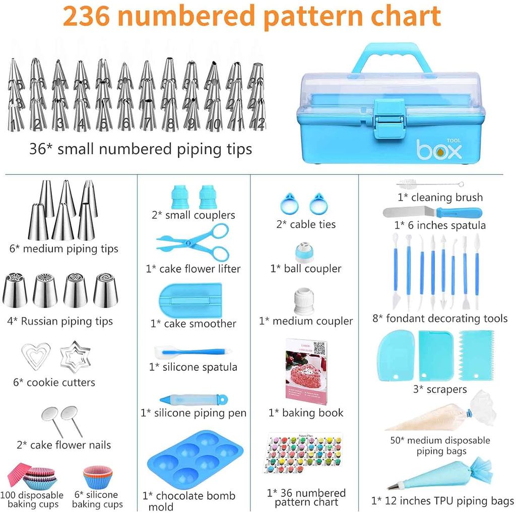 Cake Decorating Tools Supplies Kit: 236pcs Baking Accessories with ...