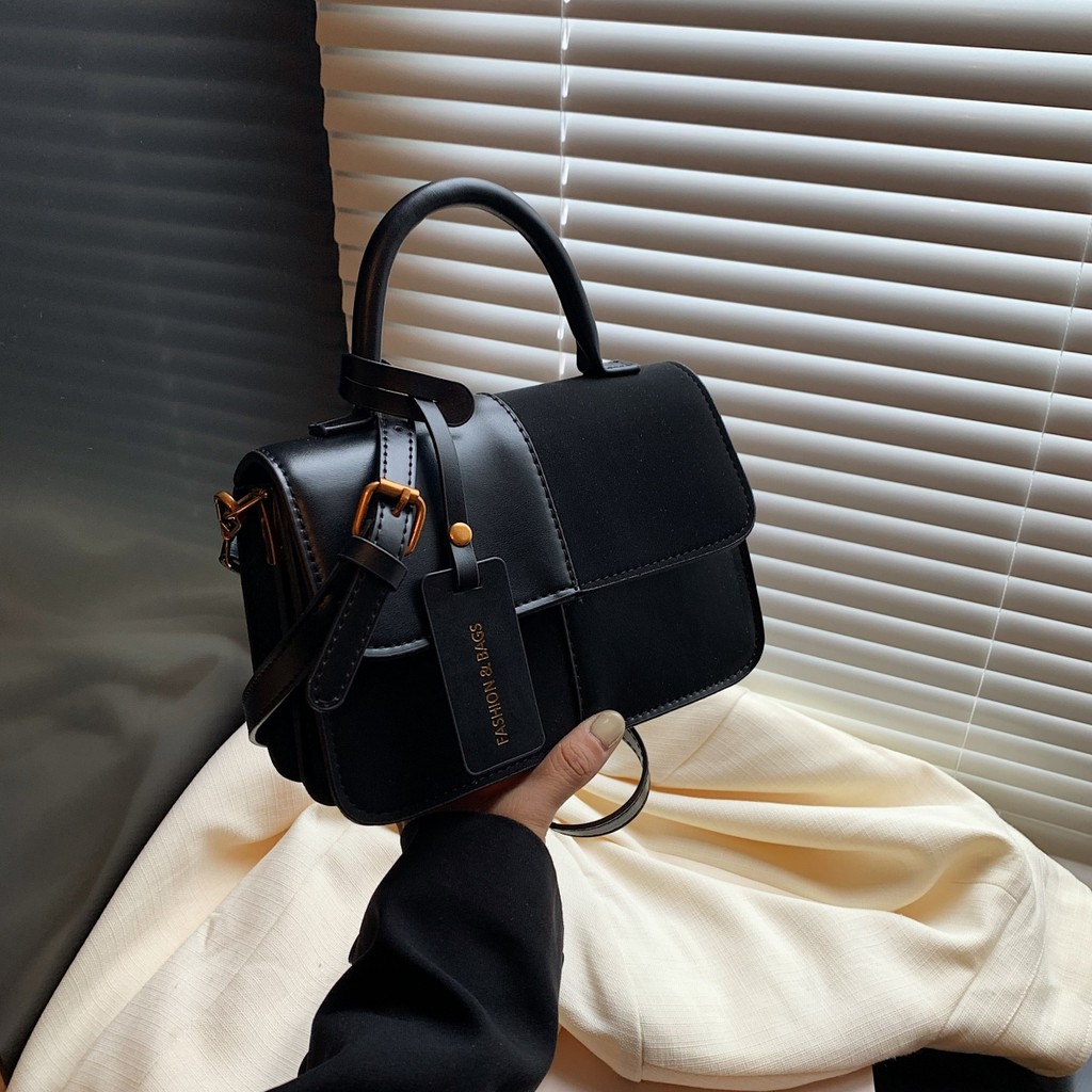Solid Color Stitching Portable Small Square Bag | Shopee Philippines