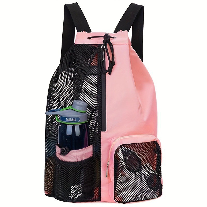 Swimming Bag Mesh Drawstring Backpack with Wet Bag Beach Backpack Gym ...