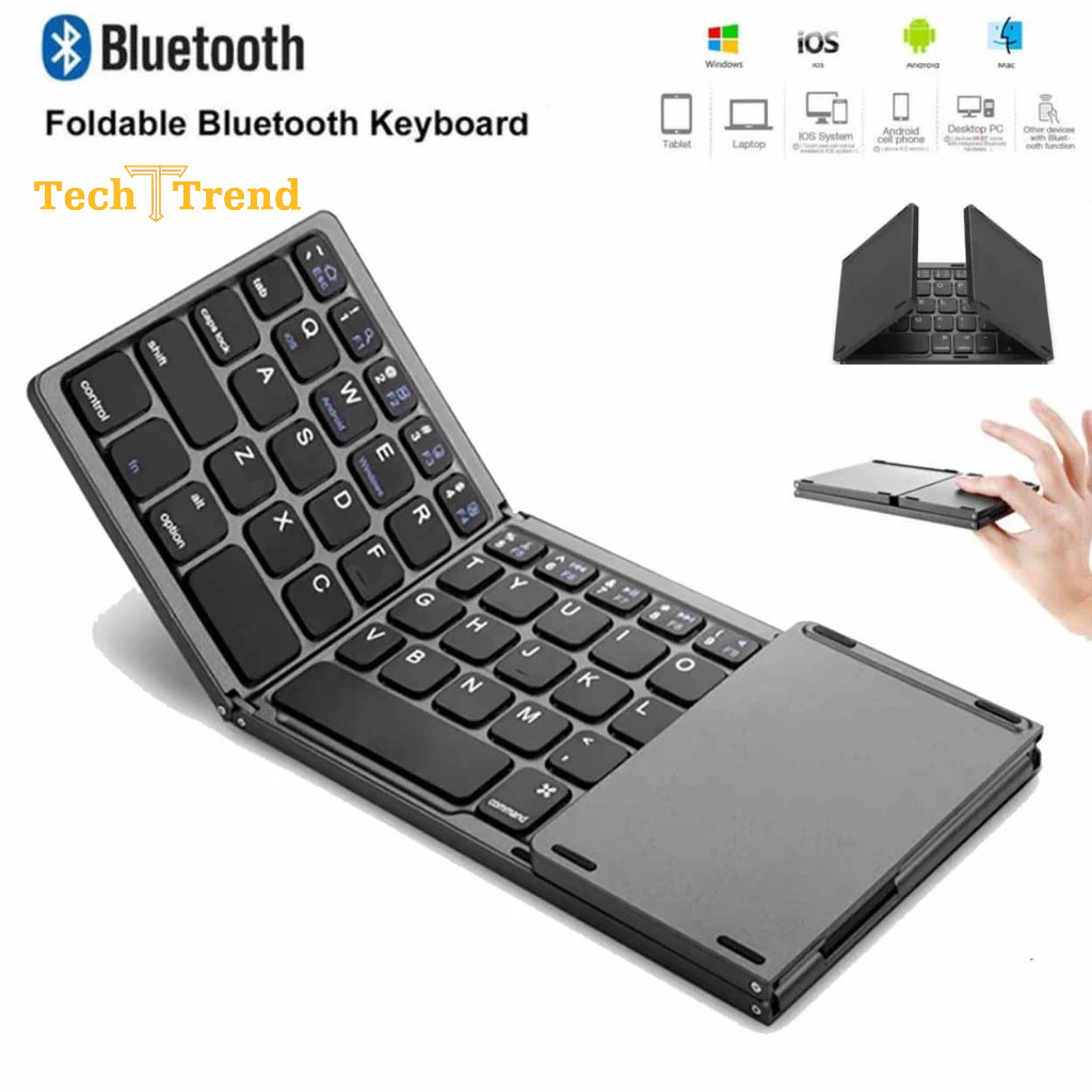 Mini Folding Bluetooth Keyboard Portable Wireless Foldable Keyboard ...