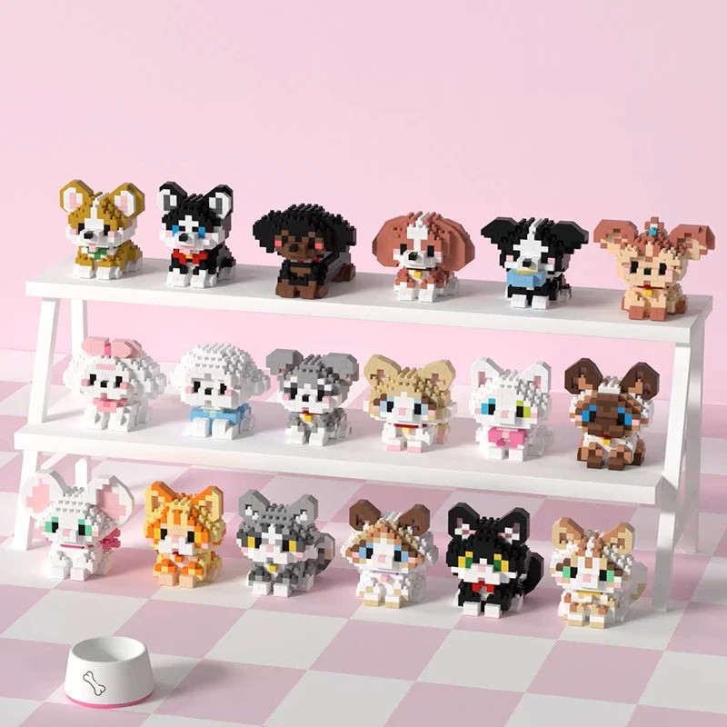 Mini Cute Pet Cat Series Cute Ragdoll Siamese Cat Brick Corgi Husky ...