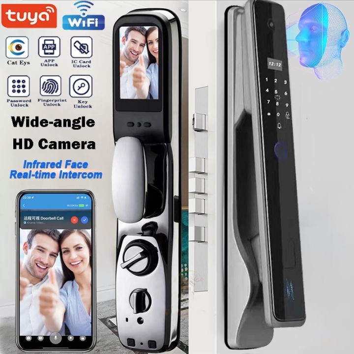 Smart Fingerprint Door Lock Anti-theft Sliding Gate Lock Keypad/Card/HD ...