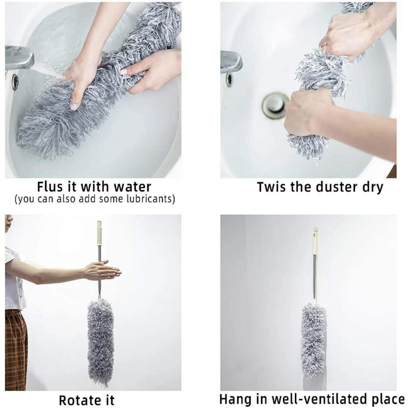 Duster Feather Microfiber Extendable Telescopic Bending Adjustable Household Multi-Purpose ...
