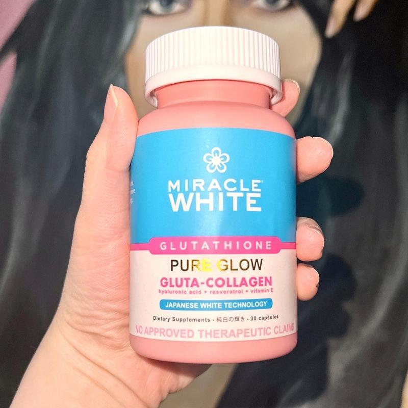 MIRACLE WHITE Pure Glow GLUTA-COLLAGEN Whitening+Anti-Aging Supplements ...