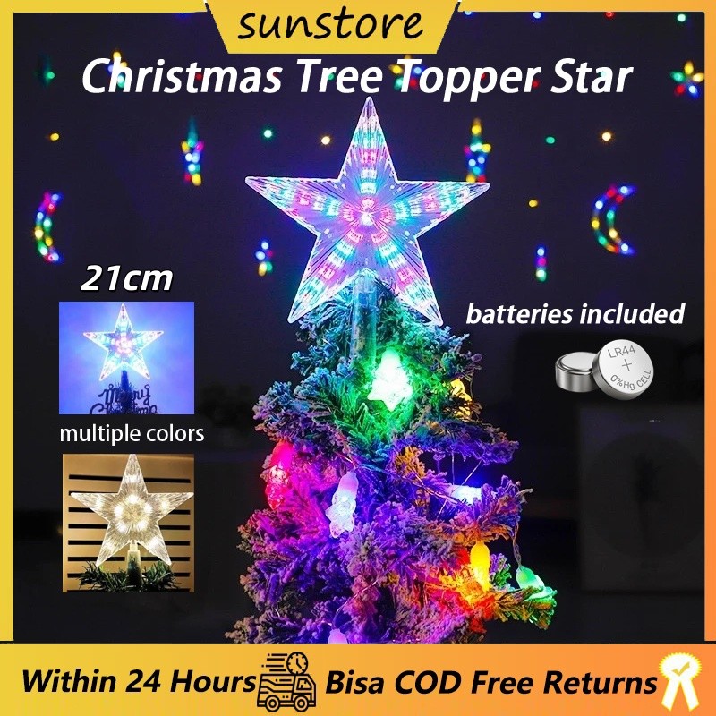 LED Christmas Tree Topper Christmas Tree Topper Stars Lights 21cm ...
