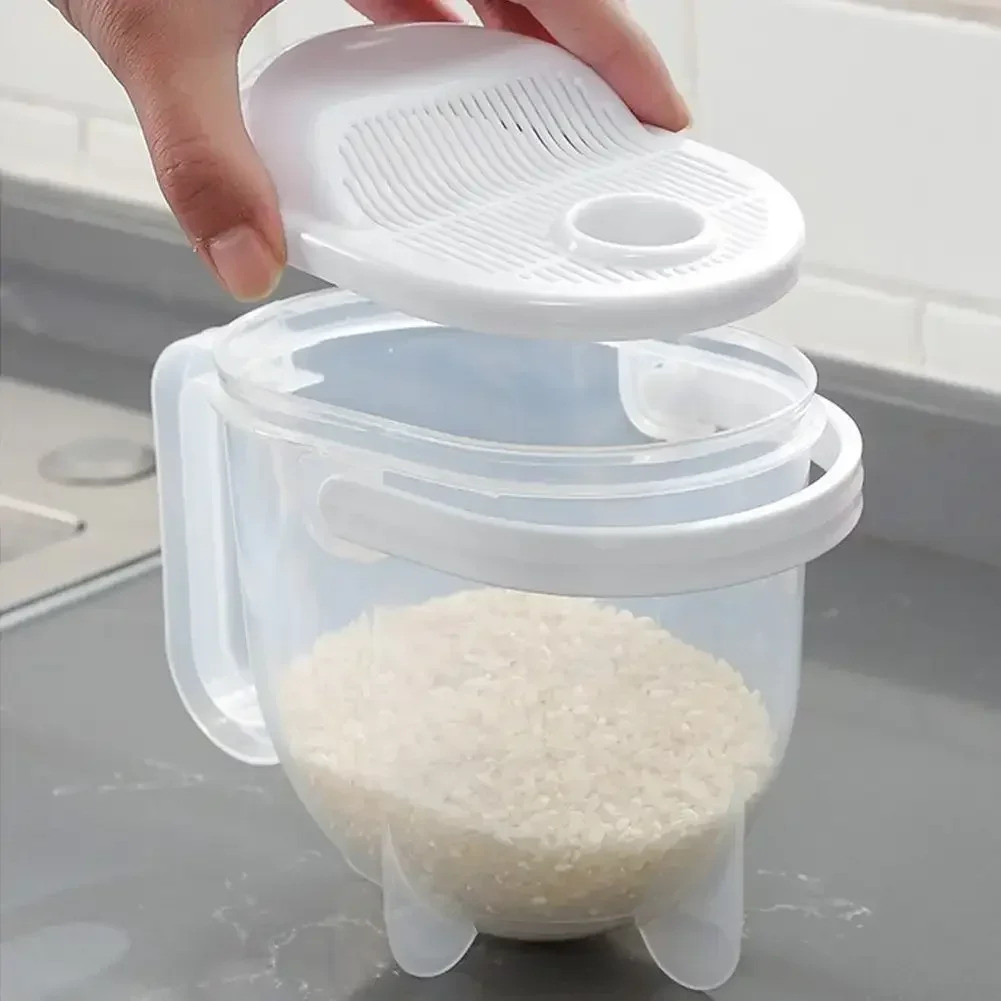 Rice Washer Hand-free Washing Rice Basin Sieve Plastic Rice Bucket ...