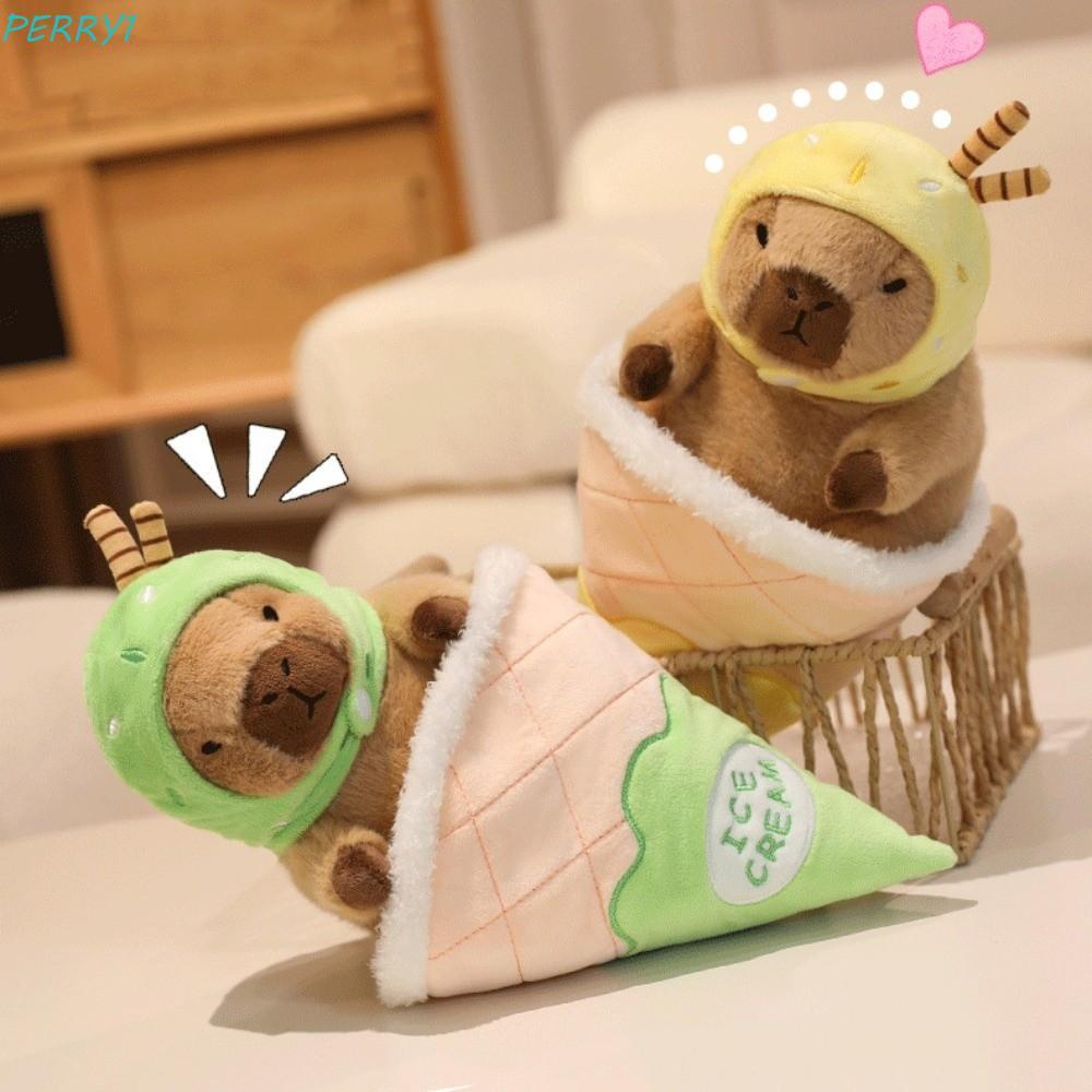 PERRY Capybara Plush Toy, Ice Cream Cone Detachable Capybara Plush Doll ...