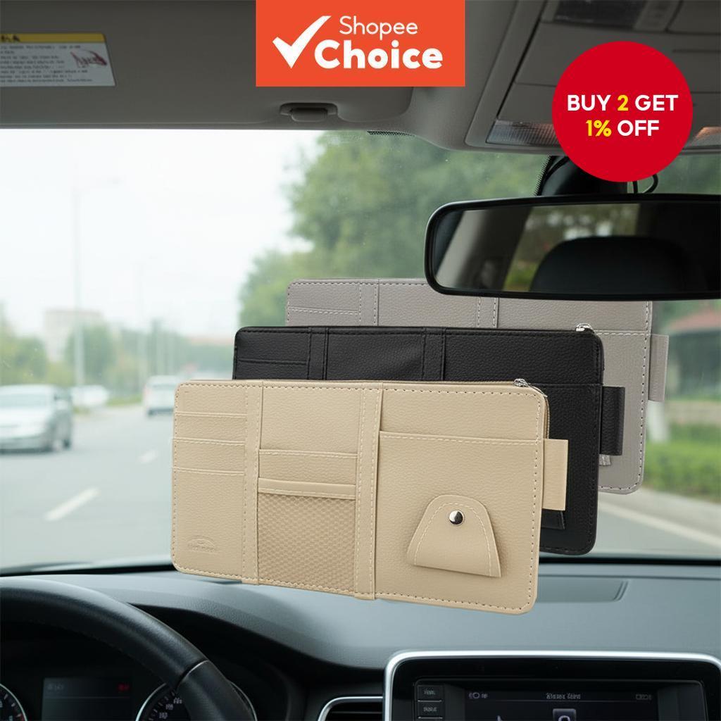 Zippered Card Holder Car Sun Visor Organizer for Driving Essentials and ...