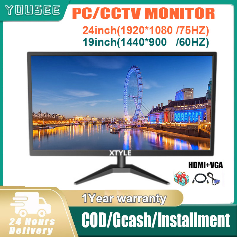 XTYLE Original Brand New Monitor 19" 24" Monitors HDMI VGA For Computer ...
