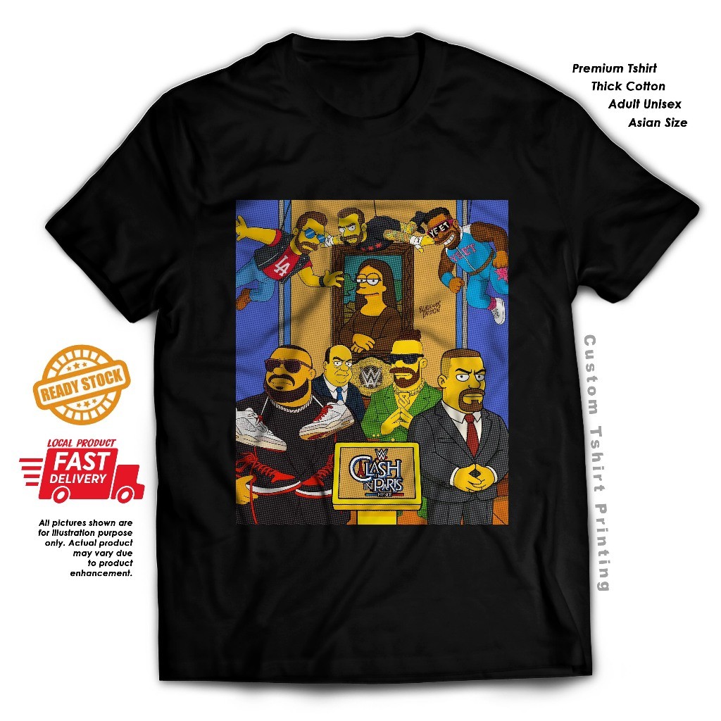 Clash in paris PARODY Simpsons mona lisa LA Knight CM punk Seth Rollins ...
