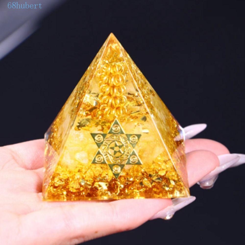 HUBERT Crystal Energy Pyramid, Meditation Tool Citrine Pyramid Ornament ...