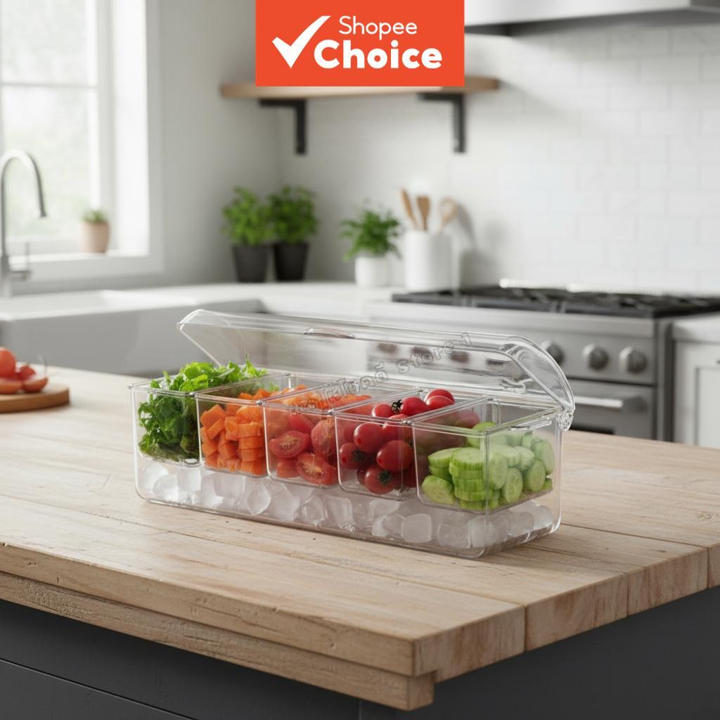 5 Multi-Purpose Condiment Trays, Fruit Dividers, Ice Containers, Non ...