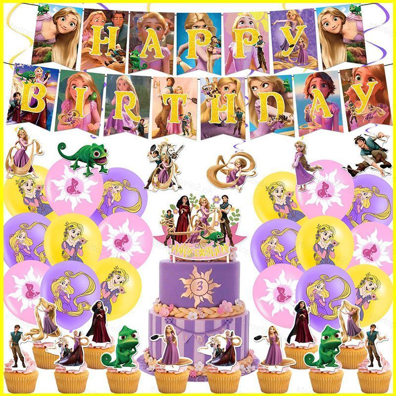ST2 Tangled Rapunzel Theme kids birthday party decorations banner cake ...