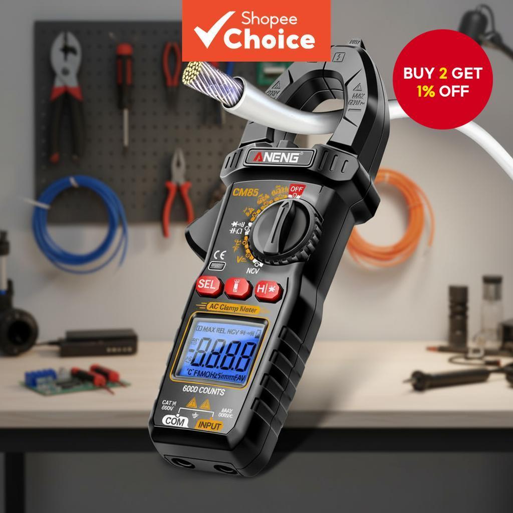 ANENG CM85 Clamp Multimeter 600A AC Current 600V NCV Voltage Tester ...