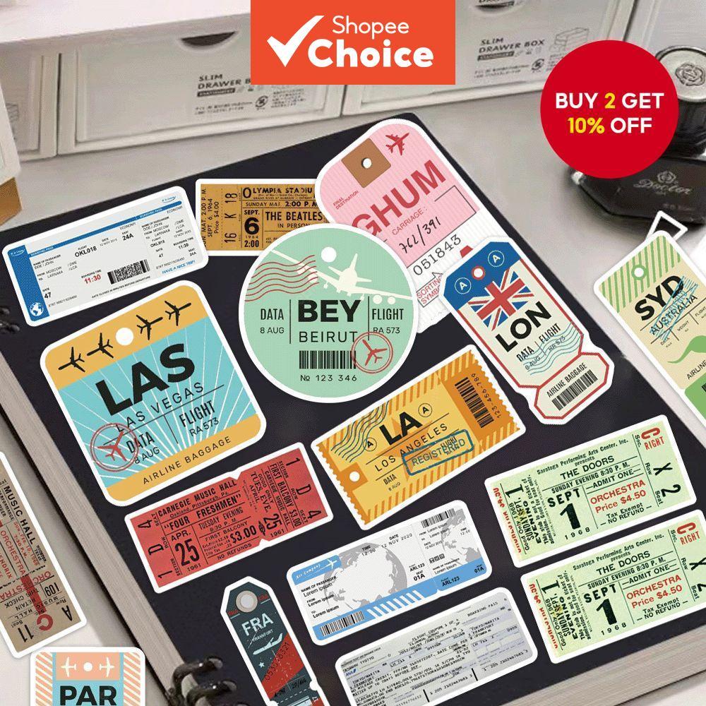 40PCS Vintage Boarding Pass Stickers - Waterproof Vinyl Decals for ...