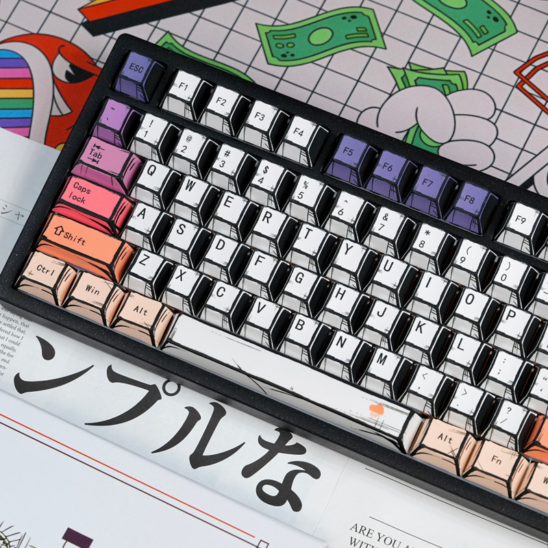 Smoke and Cloud Graffiti Keycaps Cherry Profile PBT Material Colorful ...