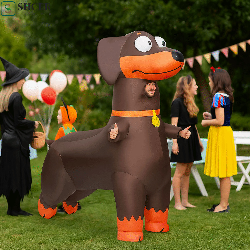 SHCER Inflatable Sausage Dog Costume, Cartoon Funny Cute Sausage Dog ...