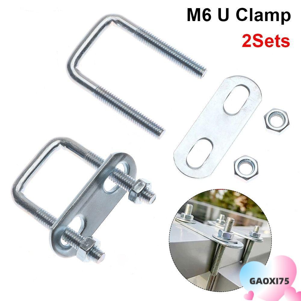 GAOXI75 2Sets Square Clamp, Right Angle U-bolt Iron Pipe U-clamp, M6 ...
