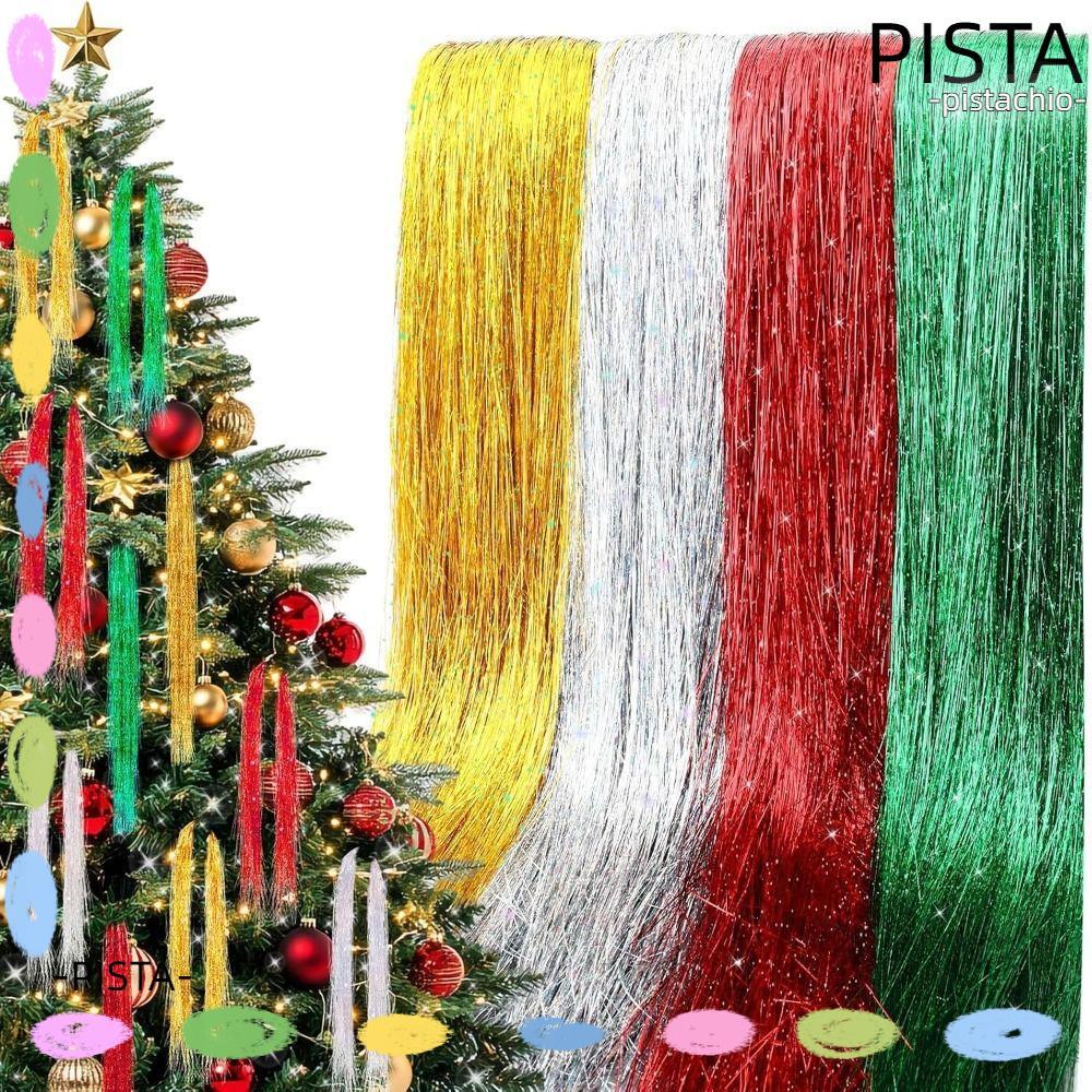 PISTA Christmas Tree Metal Wire, Reusable Silver Color Tinsel Icicle ...