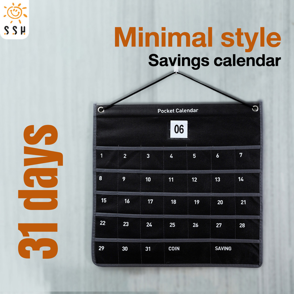 Wall-Mounted Non-Woven Fabric Numbered Pocket Calendar with Pockets ...