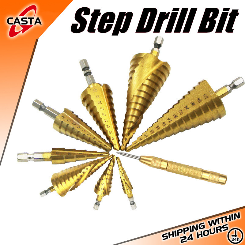 3PCS Step drill bits titanium drill bit set for wood drill bits set ...