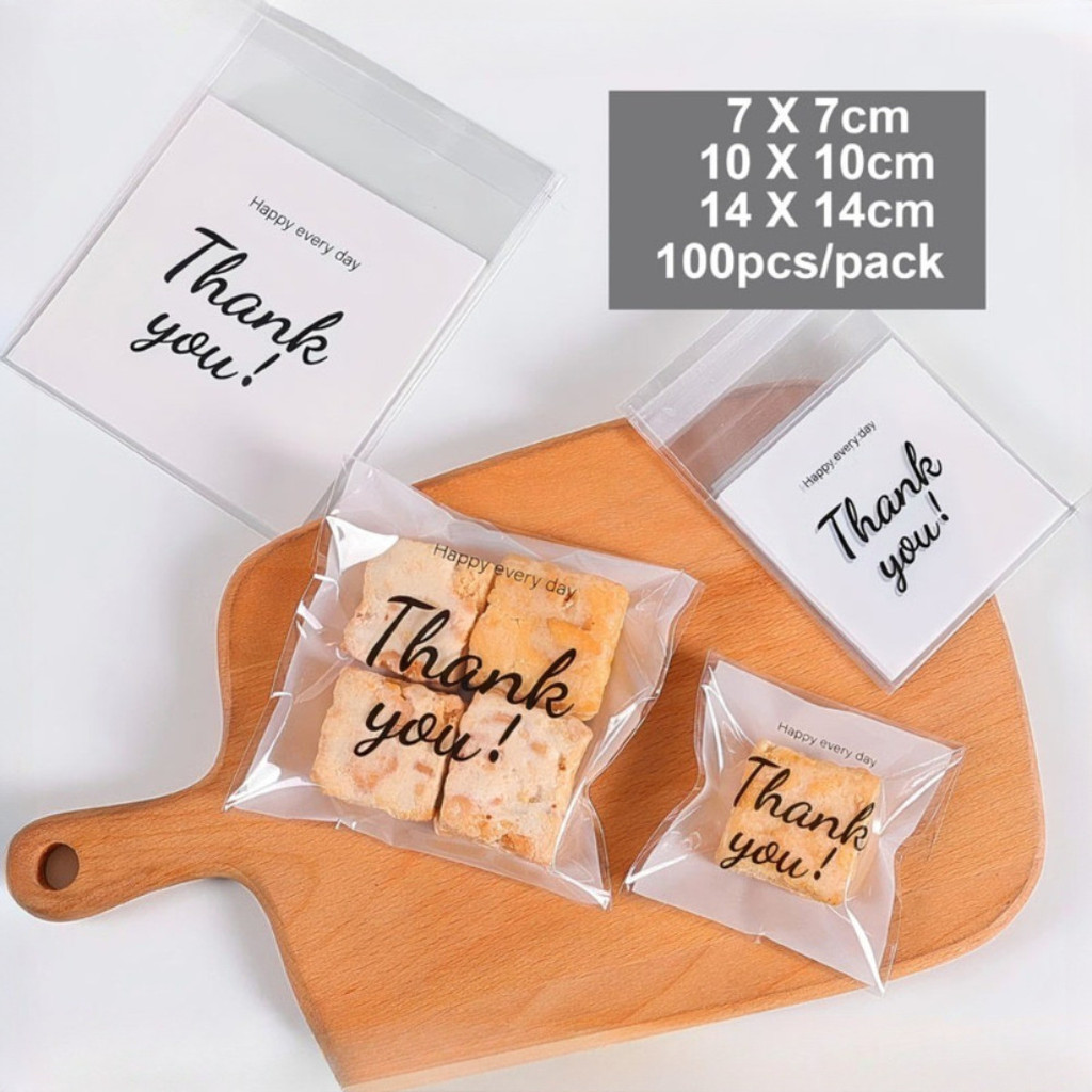 100pcs Resealable Thank You Graham Bar Cookie Bag Opp Plastic Food Gift ...