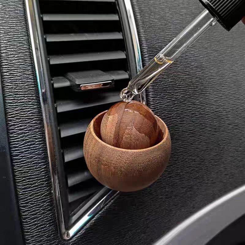 【LMPH】 Spherical Wooden Car Diffuser Car Aromatherapy Clip Car Air ...