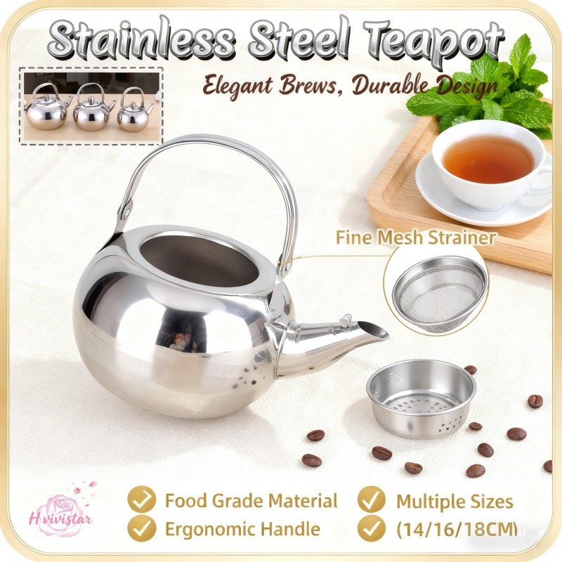 Stainless Steel Teapot with Strainer Removable Thickened Quick ...