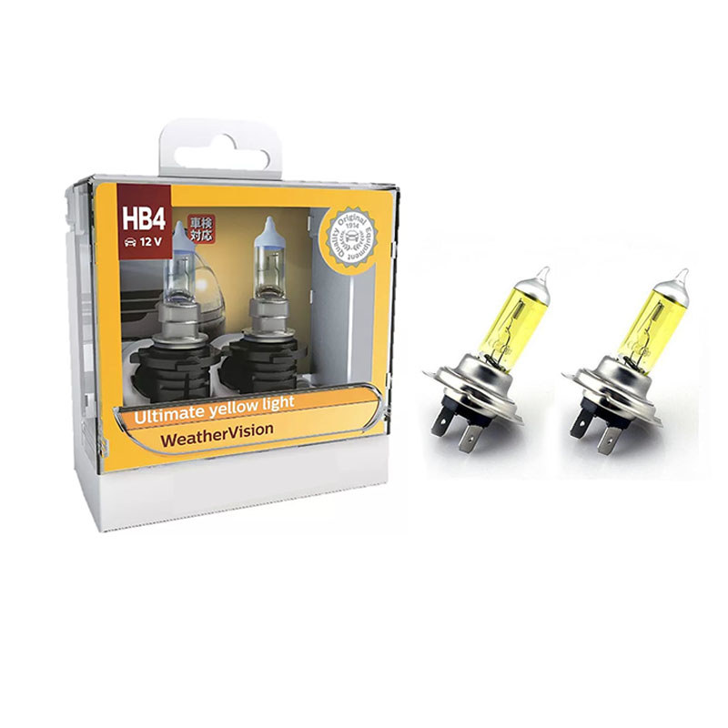 Weather Vision H1 H3 H4 H7 HB4 2900K Brightening +60% Yellow Light Car ...