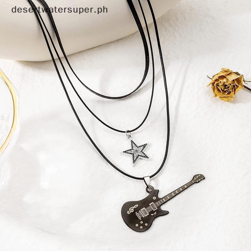 DSPH Star Pendant Vintage Necklace Punk Star Choker Rock Roll Guitar ...