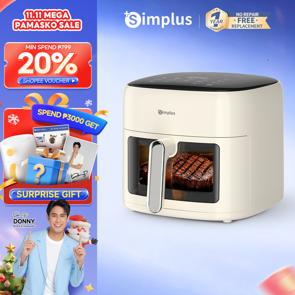 Simplus Air Fryer 6.5L Visible Oil-free Touch Screen Large Capacity ...
