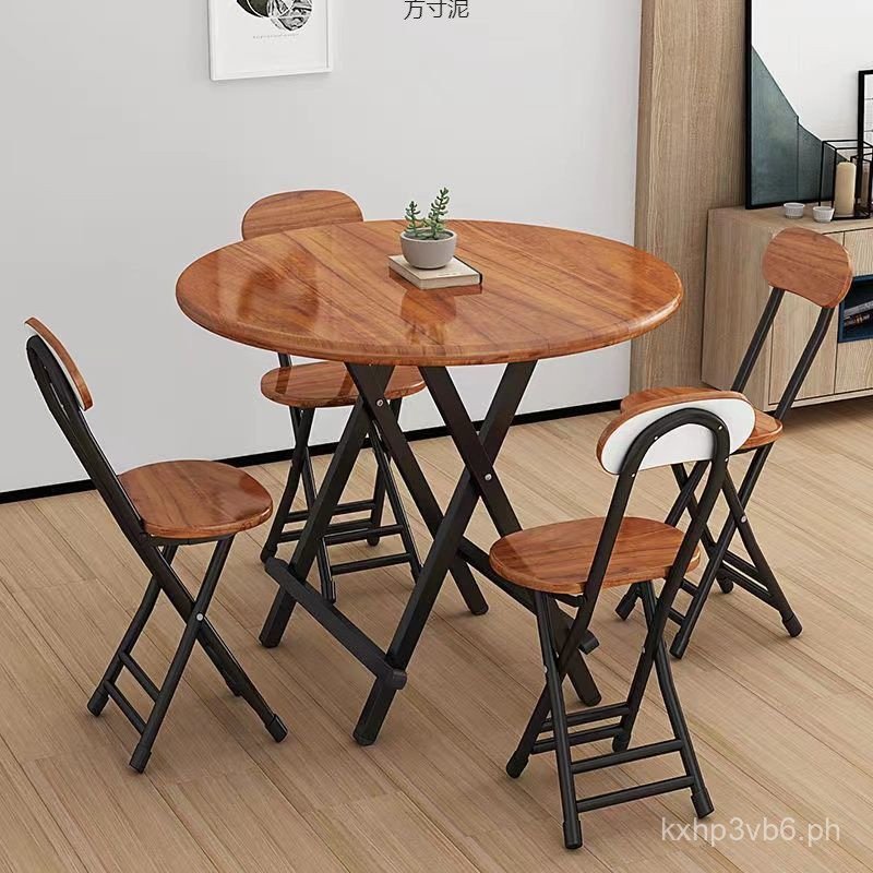 Folding Table for Home Use, Round Dining Table, Portable and Simple ...