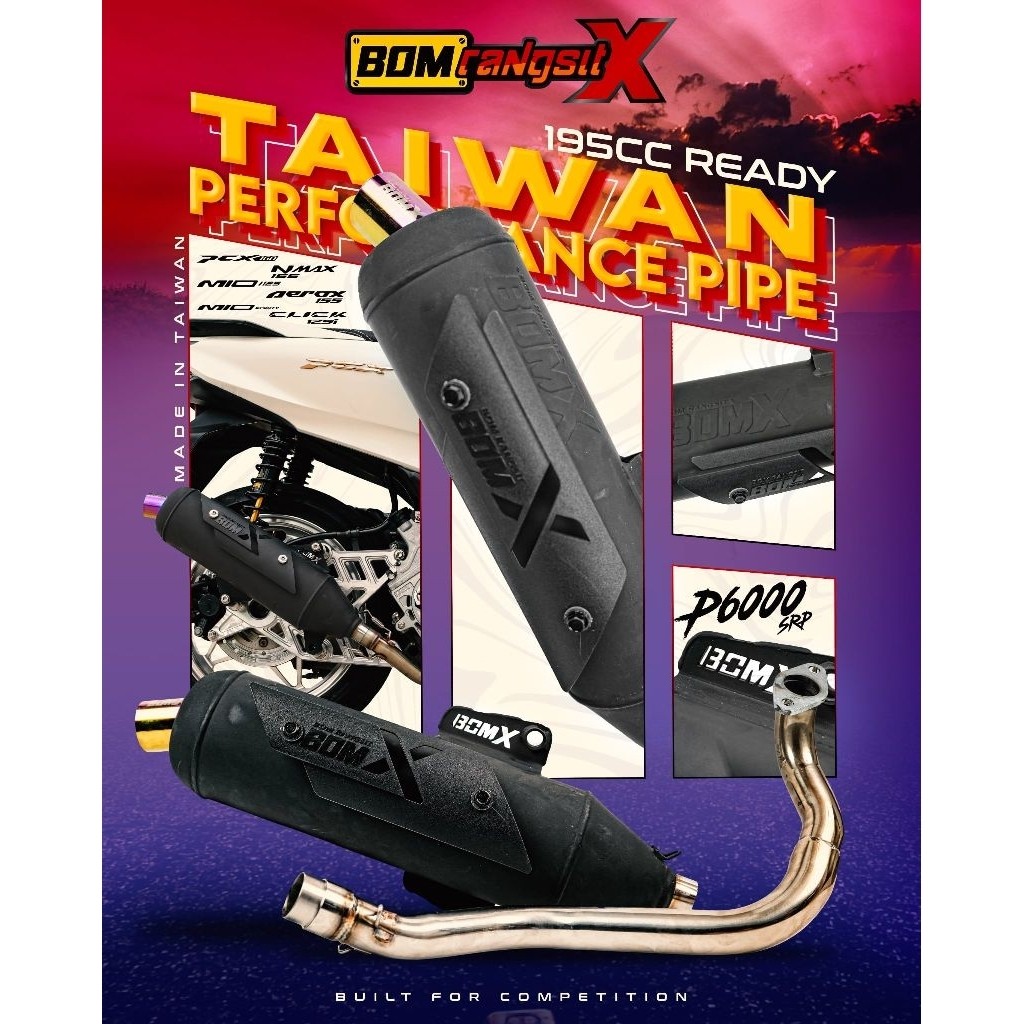 BOMX TAIWAN PERFORMANCE PIPE NMAX AEROX CLICK PCX MIO M3 / EXHAUST FOR ...