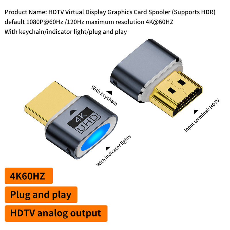Cfph 4K 60Hz PC Graphic Card Cheater Virtual Display For Laptop Desktop ...