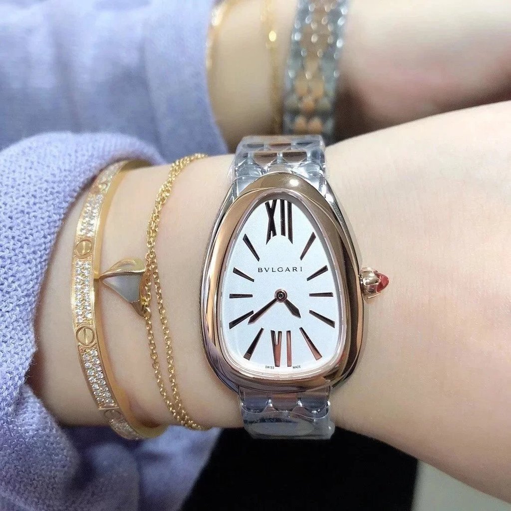 BV Latest Masterpiece Treasure.Grid-Like Snake-Shaped Quartz Wristwatch ...