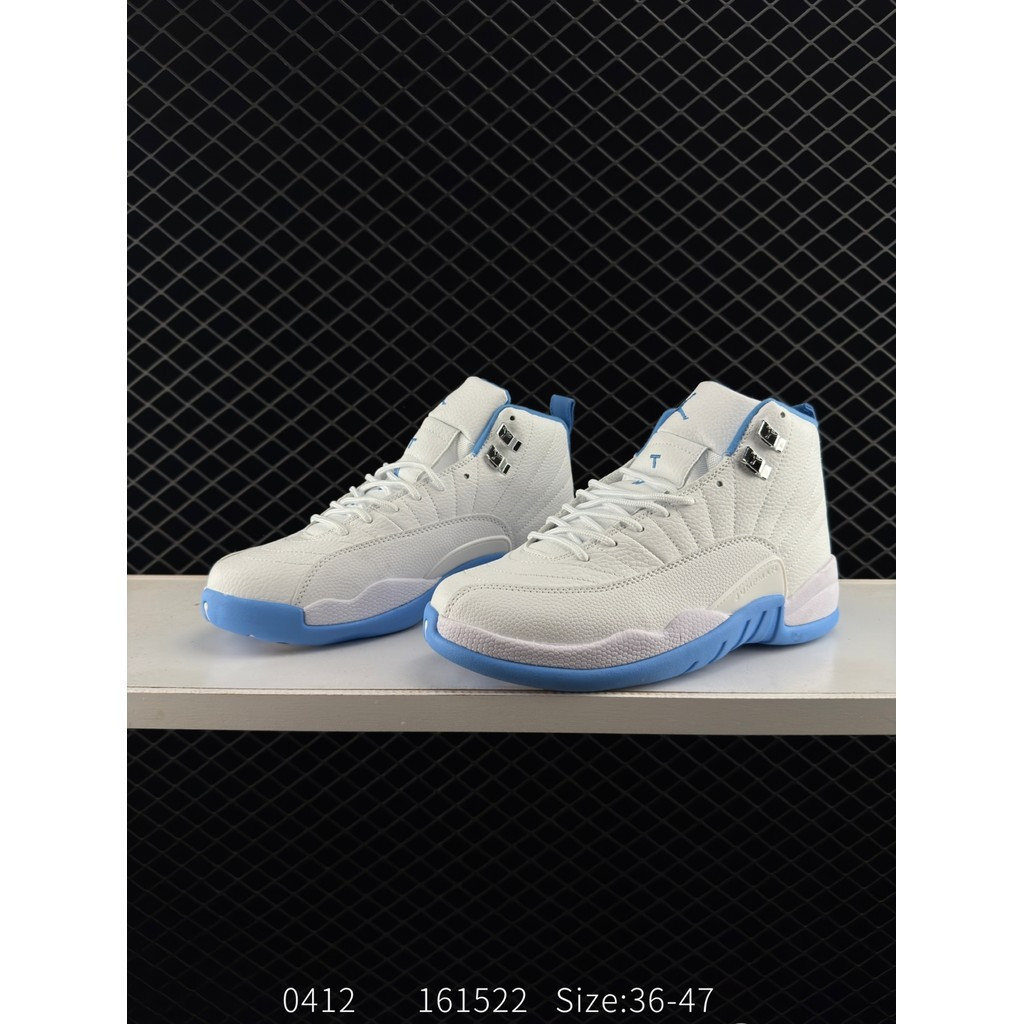 Air 12 Retro "Melo" high top replica white and blue silver AJ12 12 ...