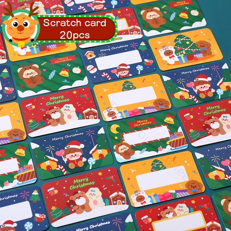 20Pcs Sheet Christmas Scratch Card DIY Interactive Scratch Card Student ...